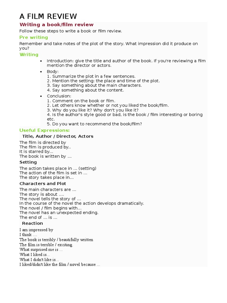 Writing A Book/film Review | PDF
