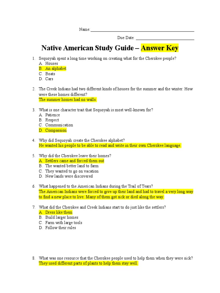 N A Study Guide Answer Key | PDF