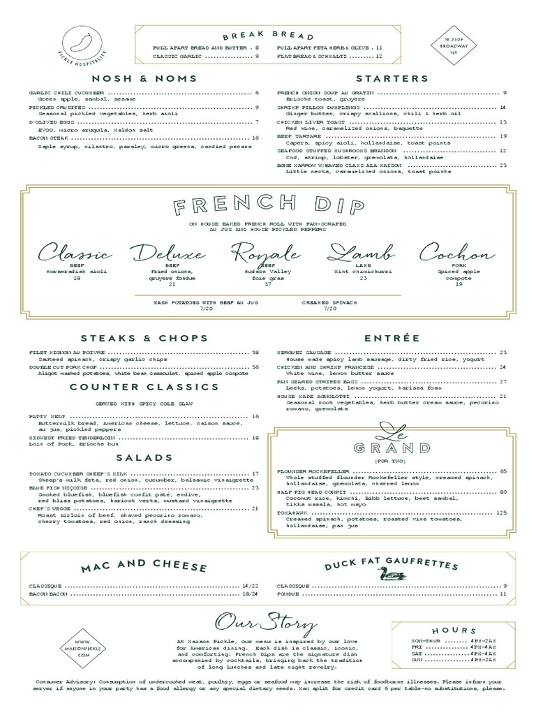 Maison Pickle Food Menu | PDF | Pickling | Dumpling