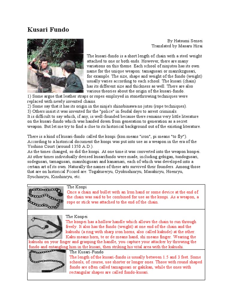 Ninjutsu - Bujinkan - Masaaki Hatsumi - Kusari Fundo PDF | PDF ...