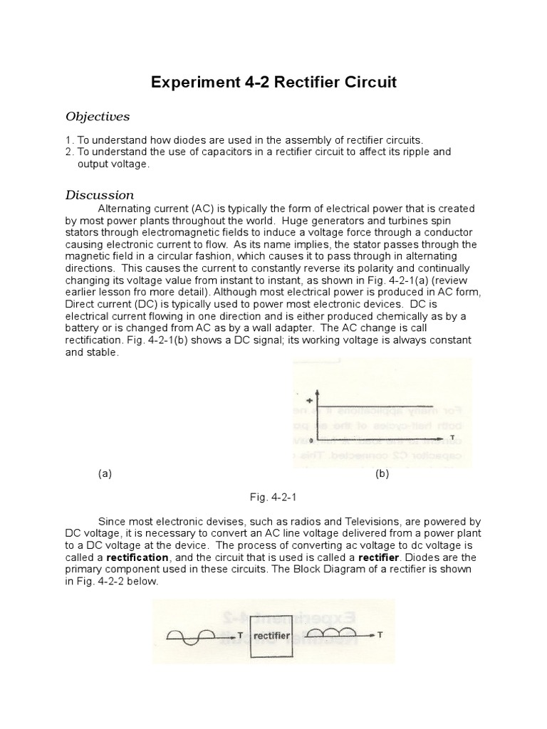 Experiment 4 | PDF | Rectifier | Direct Current