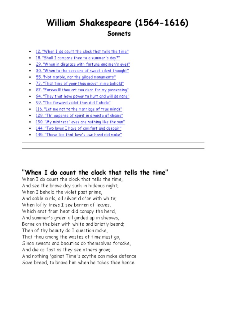 William Shakespeare Sonnets | PDF | Thou
