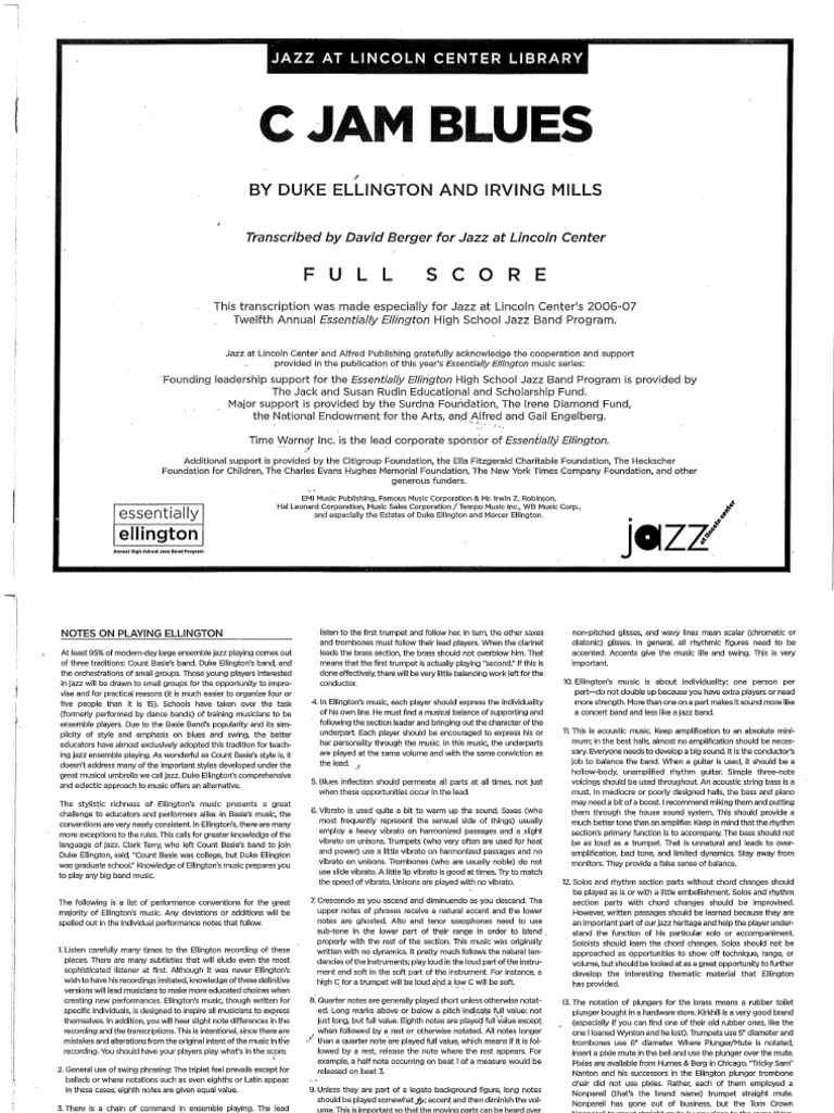 C Jam Blues Big Band Score | PDF