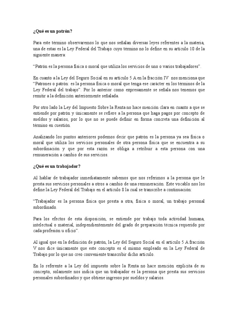 Qué Es Un Patrón | PDF | Derecho laboral | Salario
