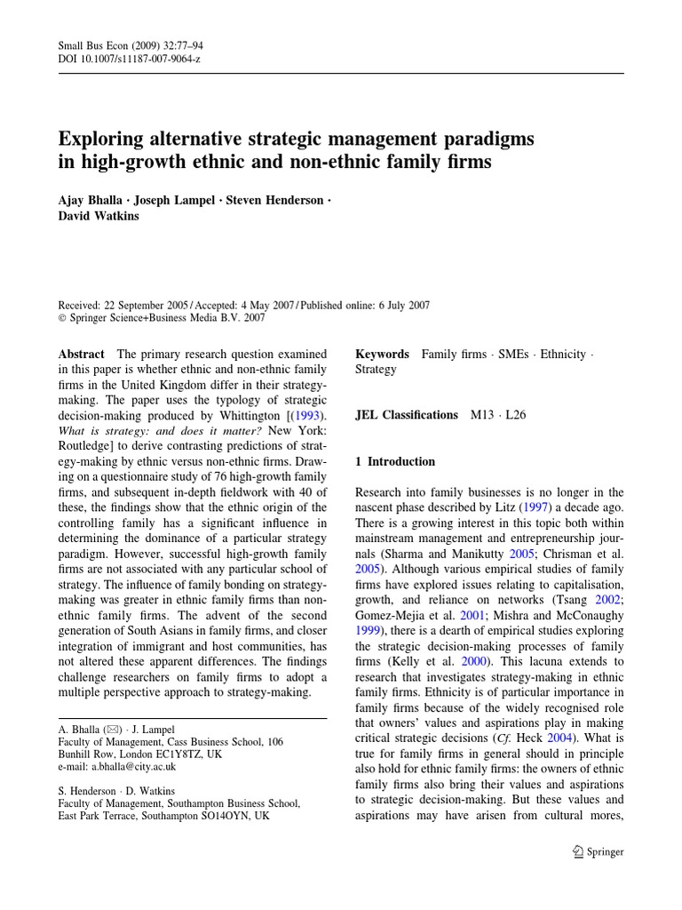 Exploring Alternative Strategic Management Paradigms in High-Growth ...