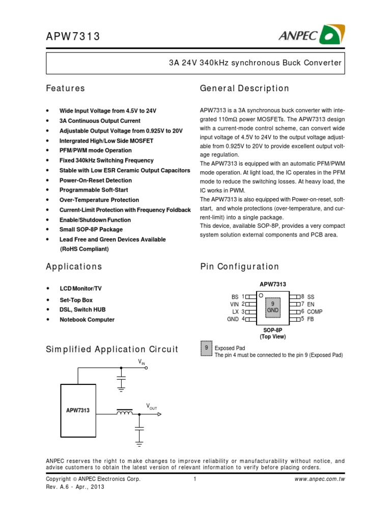 APW7313 | PDF | Capacitor | Force