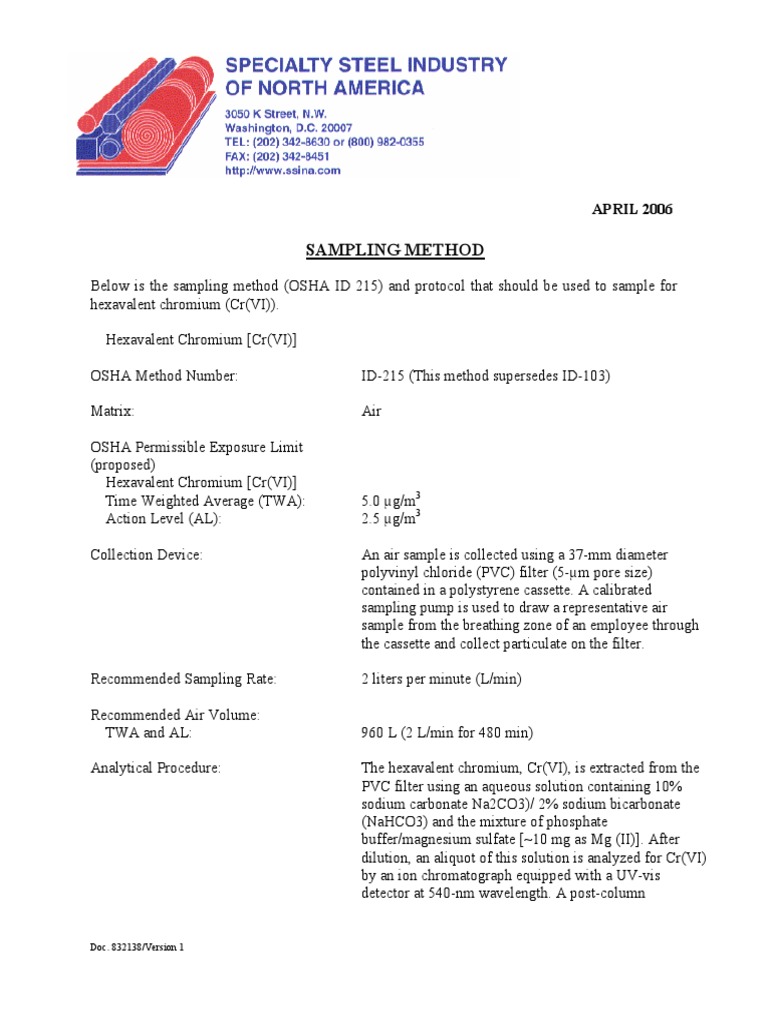 04 06 Sampling Hex Chrome | PDF | Chromium | Chemical Substances