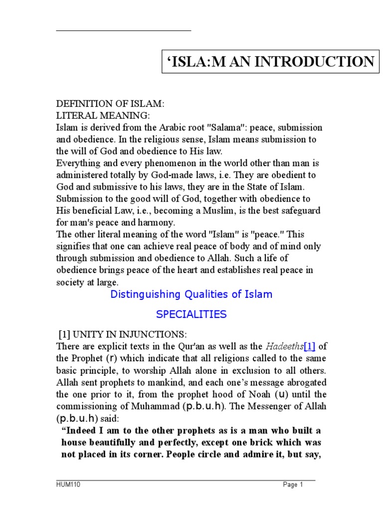 Introduction To Islam | PDF | Prophets And Messengers In Islam | Quran