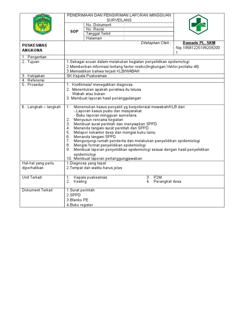 SOP Lap - Mingguan (W2) | PDF