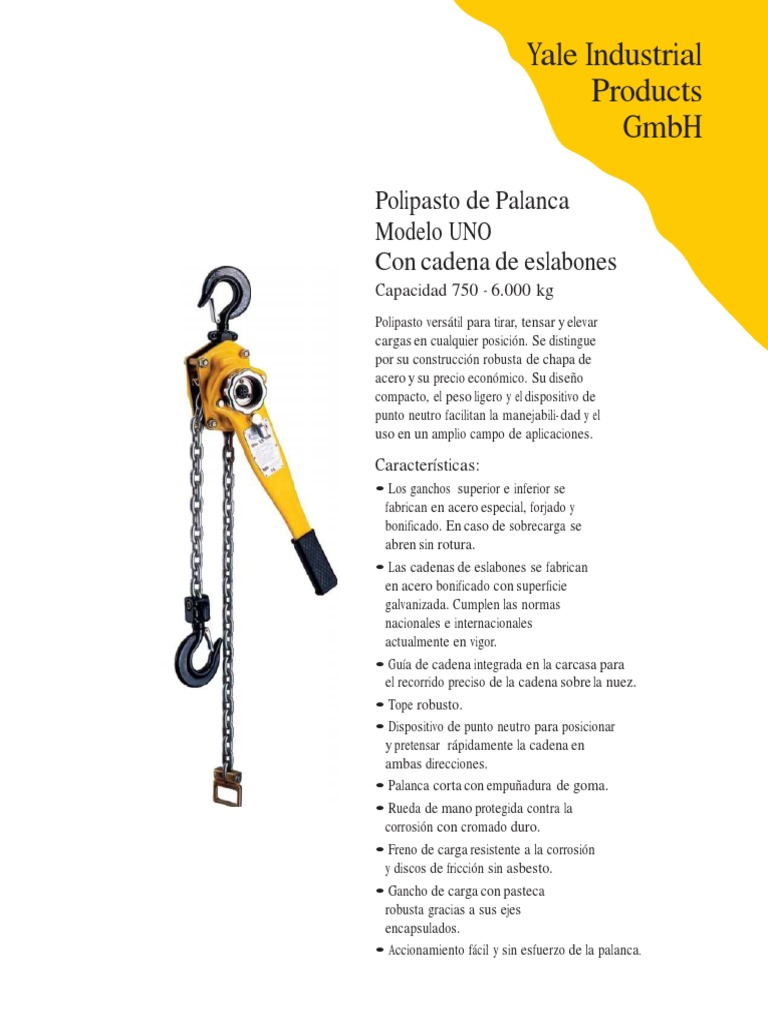 Tecle Ratchet Yale Modelo Uno | PDF