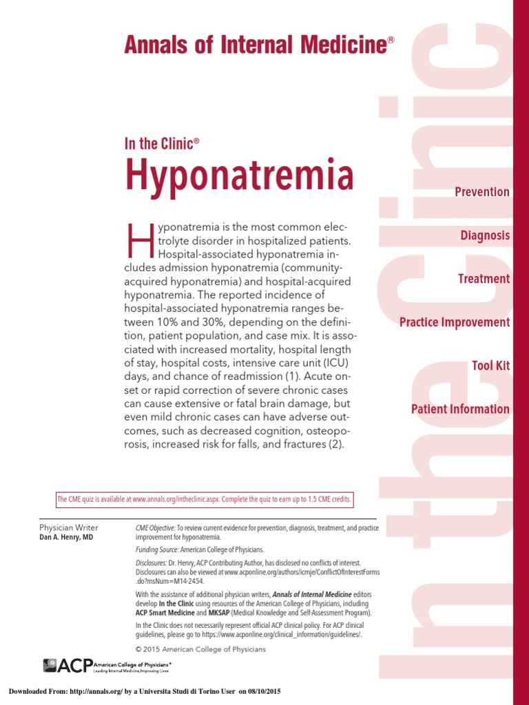 Hyponatremia 2015 | PDF | Diseases And Disorders | Medical Specialties