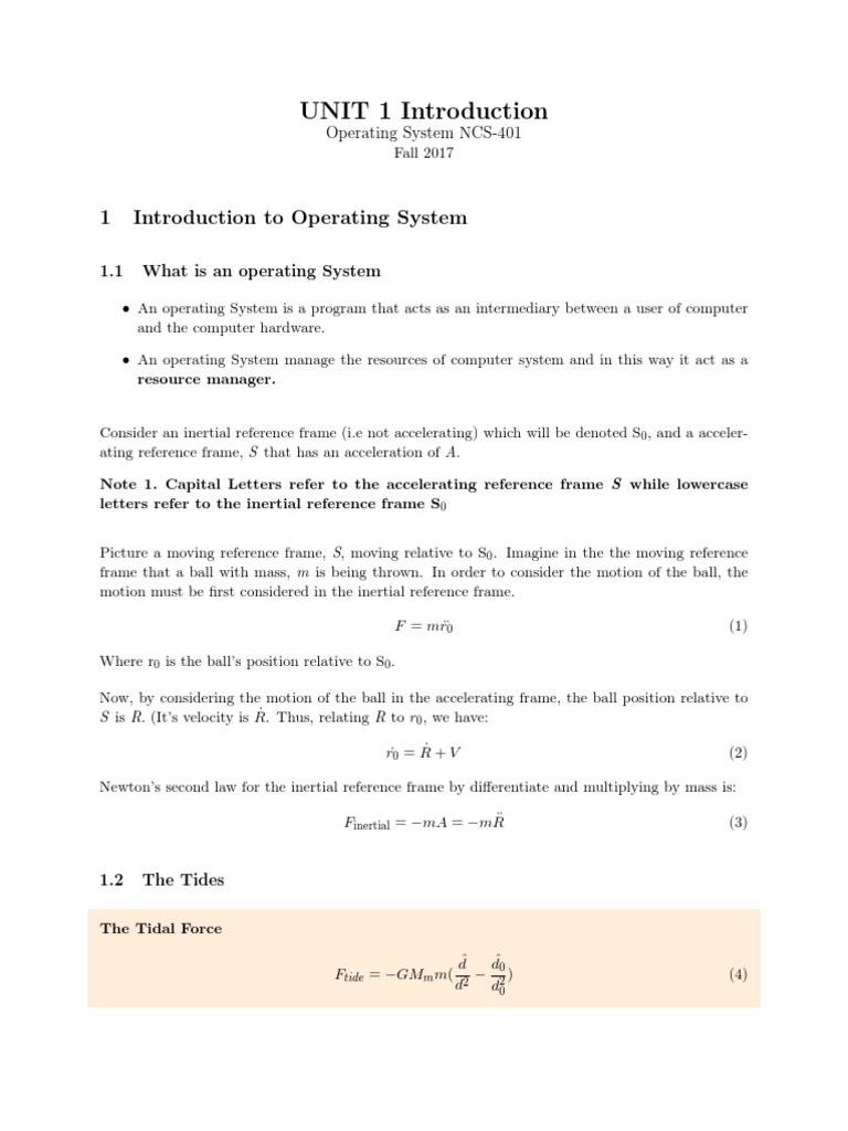 UNIT 1 Introduction: 1 Introduction To Operating System | PDF