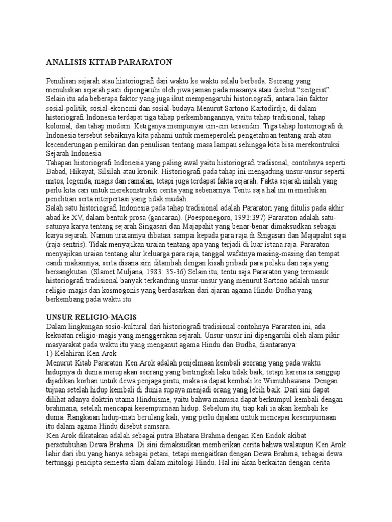 Analisis Kitab Pararaton | PDF