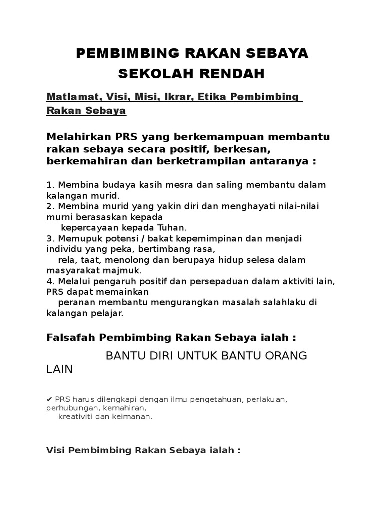 Pembimbing Rakan Sebaya Sekolah Rendah | PDF