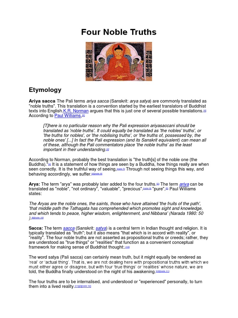 Four Noble Truths in Buddhism | PDF | Four Noble Truths | Noble ...