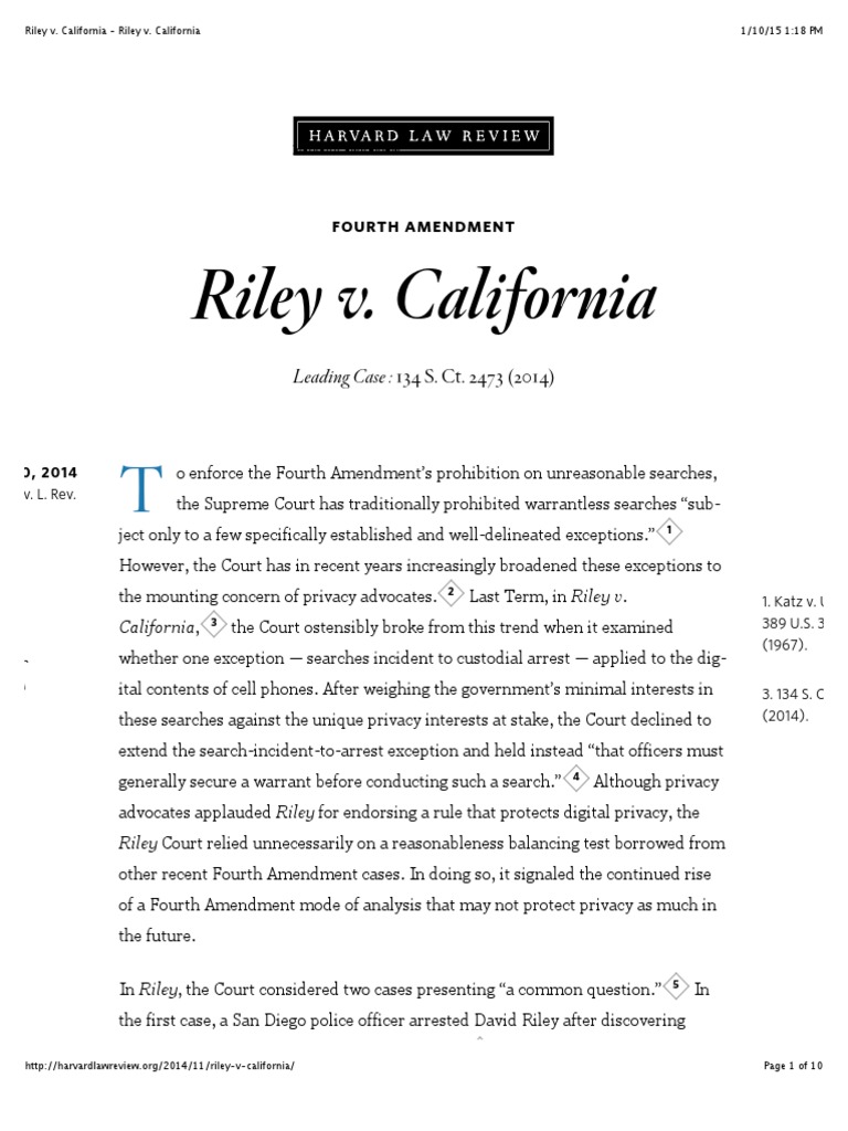 2014 11 10 Riley v. California | PDF | Fourth Amendment To The United ...