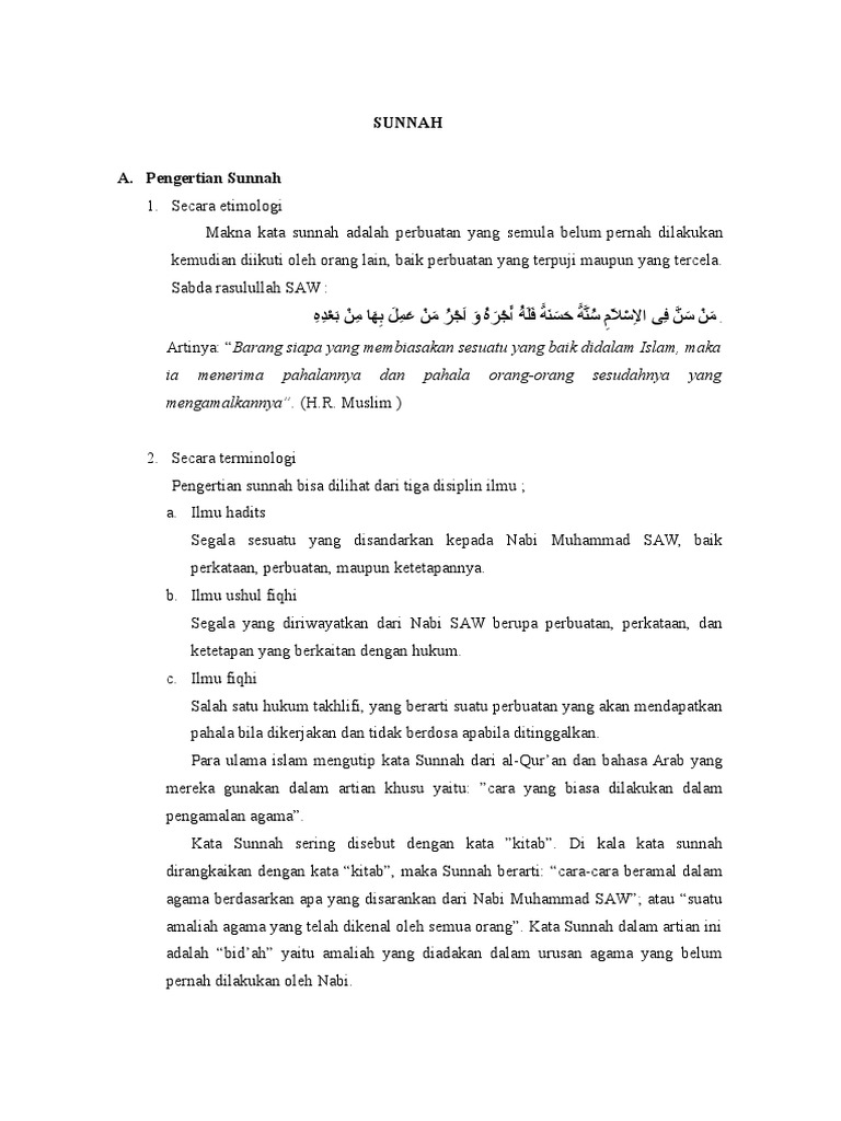 Pengertian dan Macam-macam Sunnah | PDF
