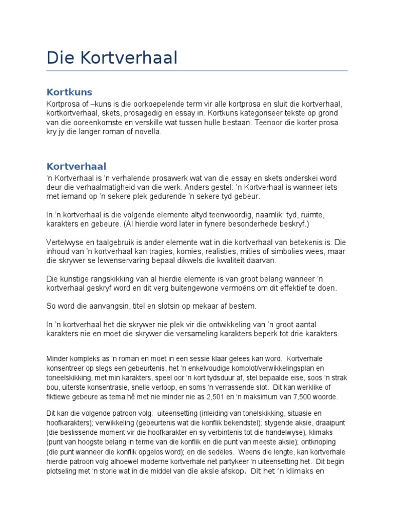 Die Kortverhaal Pdf