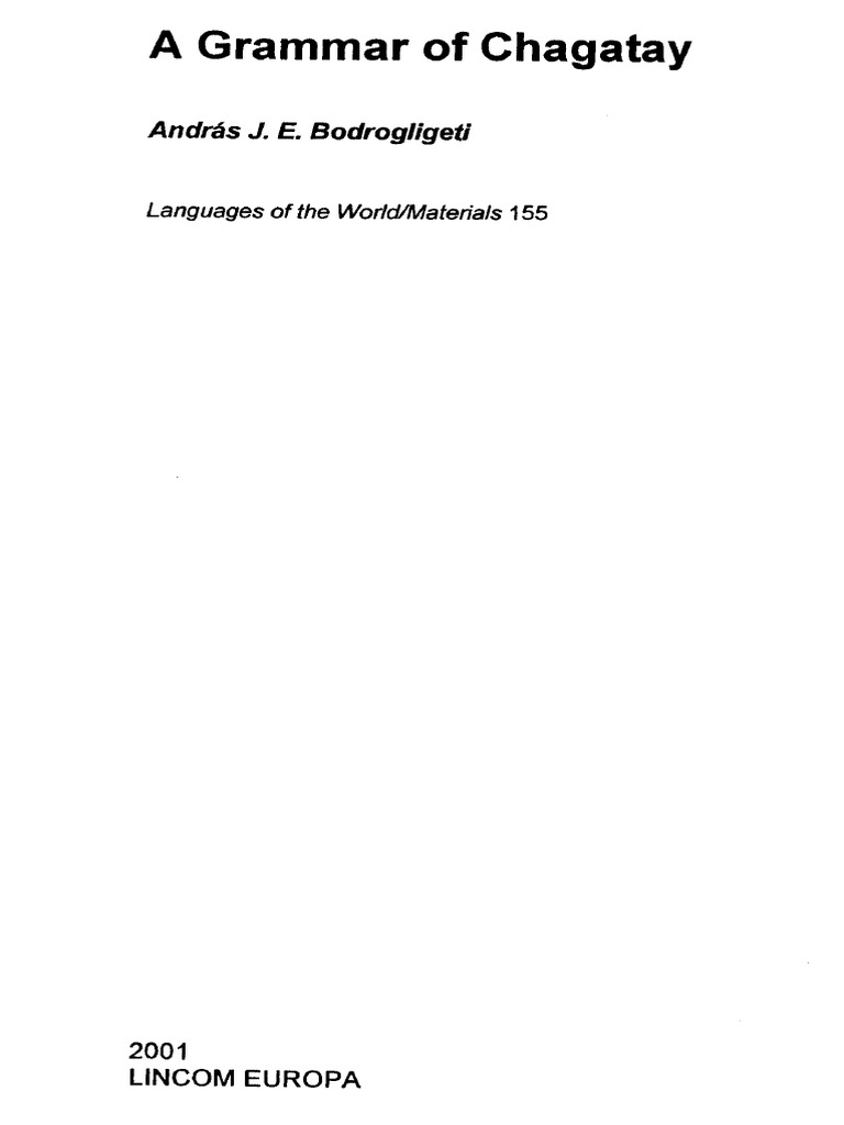 A Grammar of Chagatay | PDF