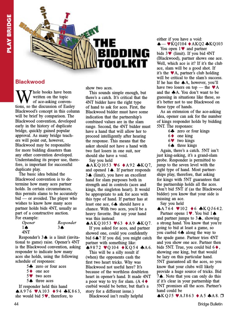 Learn Blackwood and Cappelletti Conventions | PDF | Contract Bridge ...