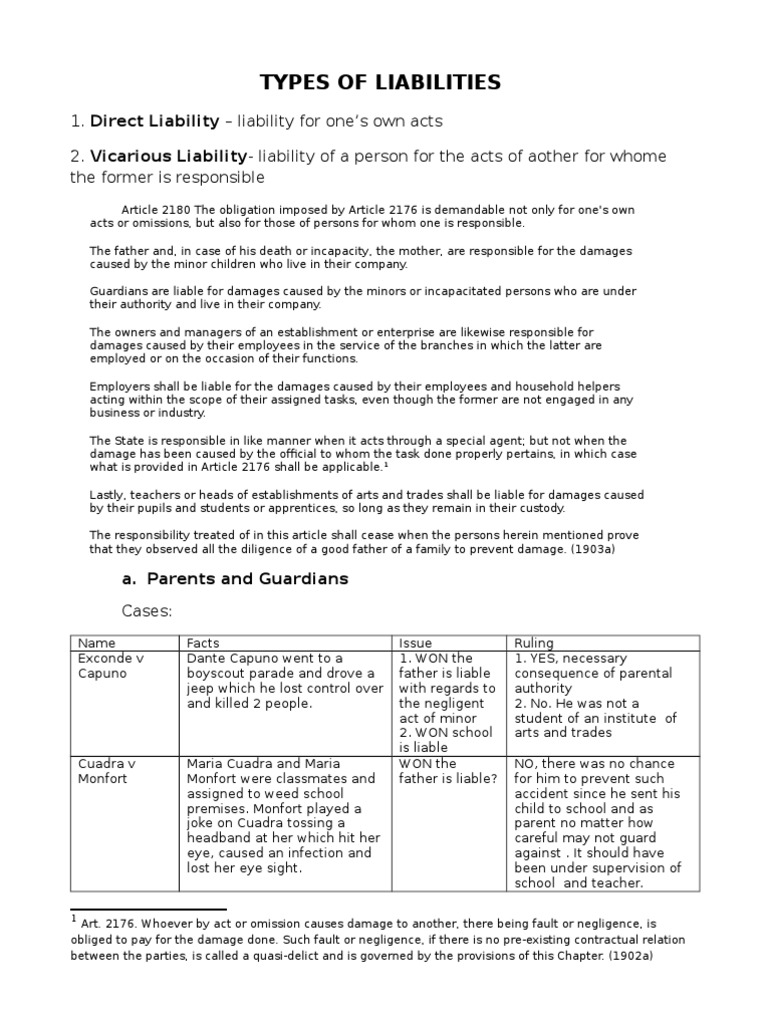 Types of Liabilities Part 2 | PDF | Guarantee | Negligence