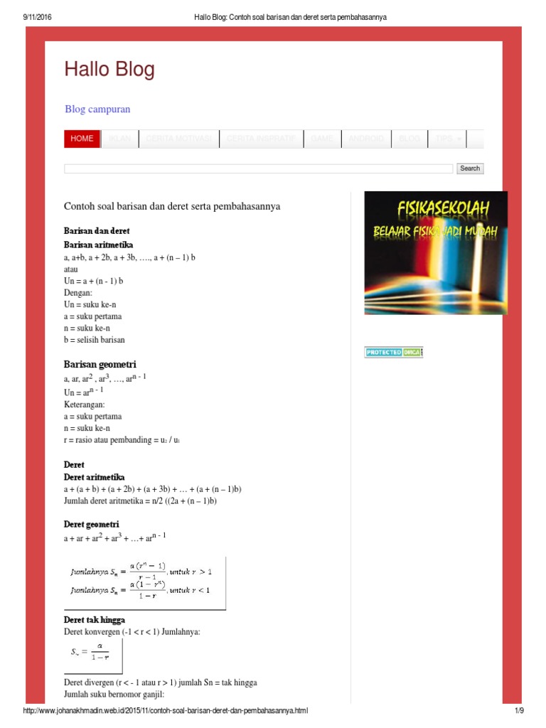 Contoh Soal Barisan Dan Deret Serta Pembahasannya | PDF | Metode ...