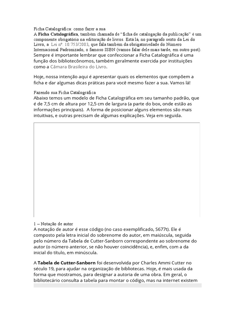 Ficha Catalográfica_ Como Fazer a Sua | International Standard Book ...