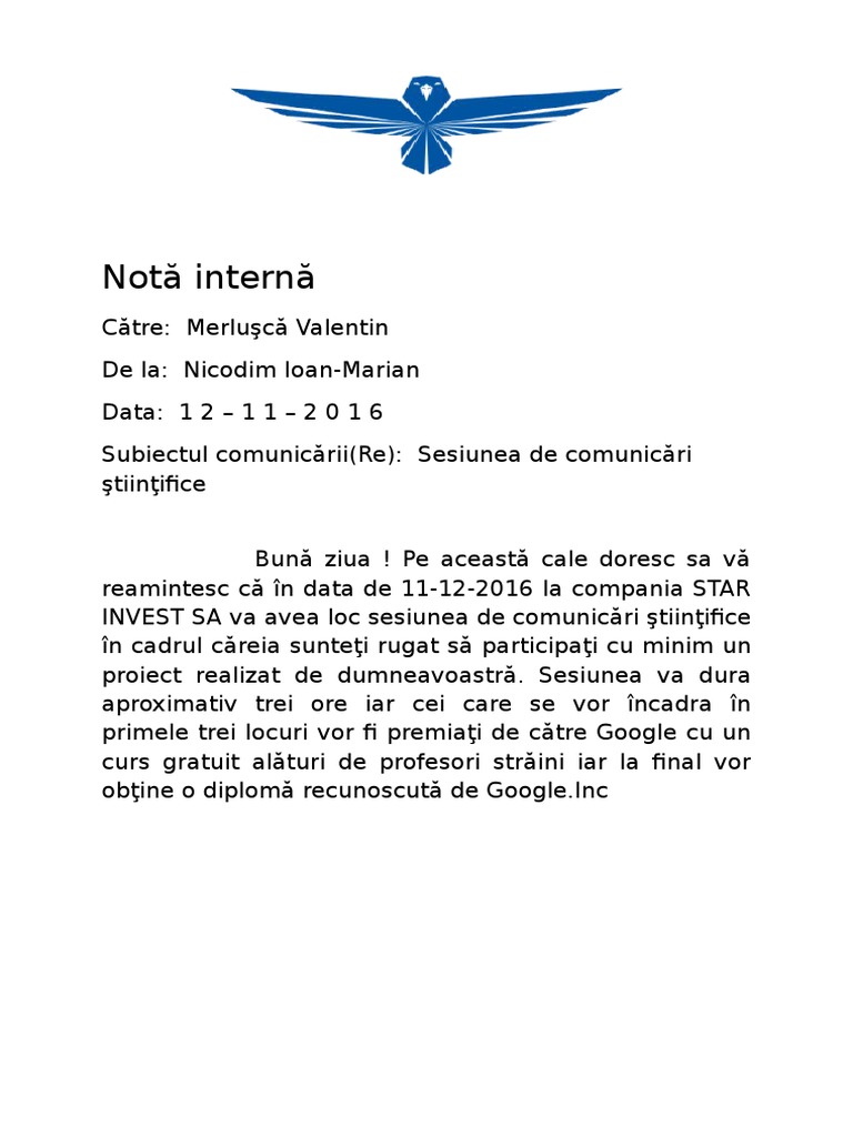 Nota Interna - Memorandum | PDF