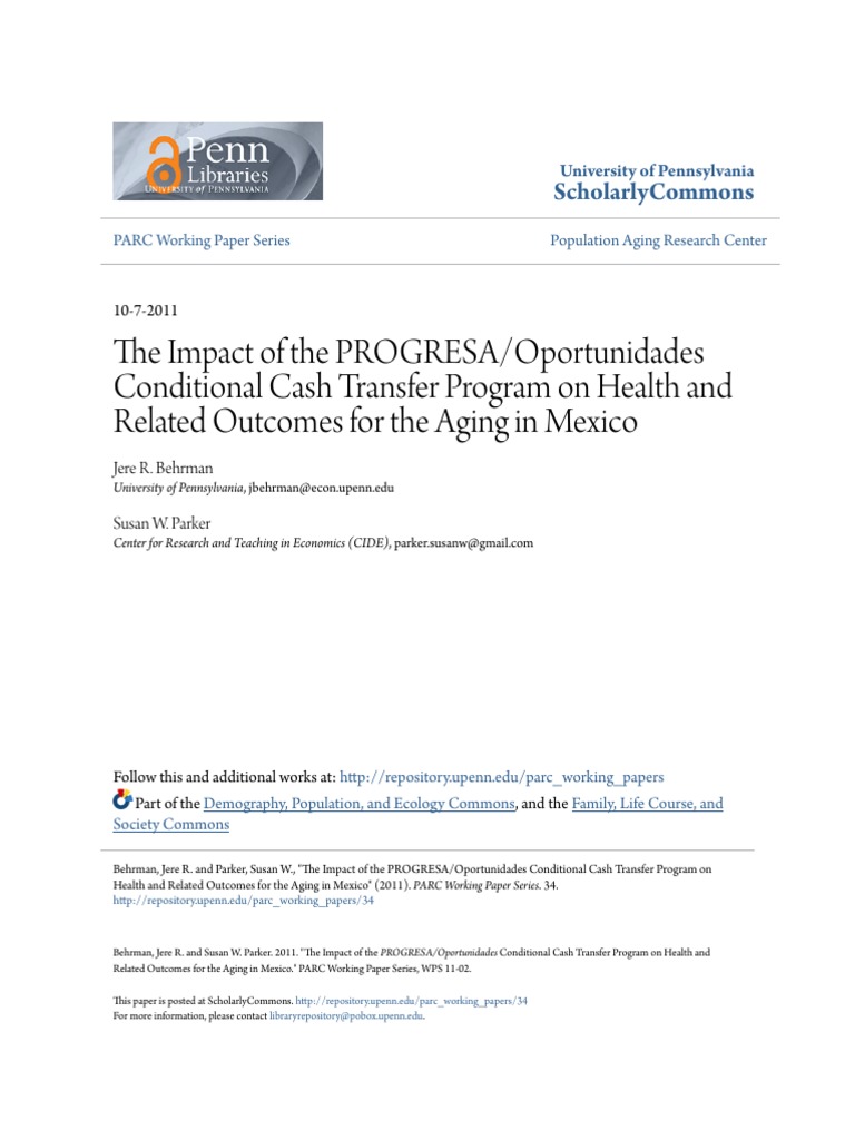 The Impact of The PROGRESA Oportunidades Conditional Cash Transfer ...