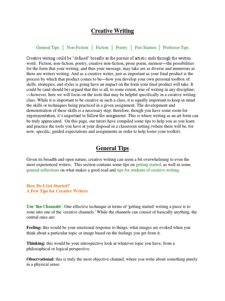 Essential Tips for Creative Writing | PDF | Self-Improvement
