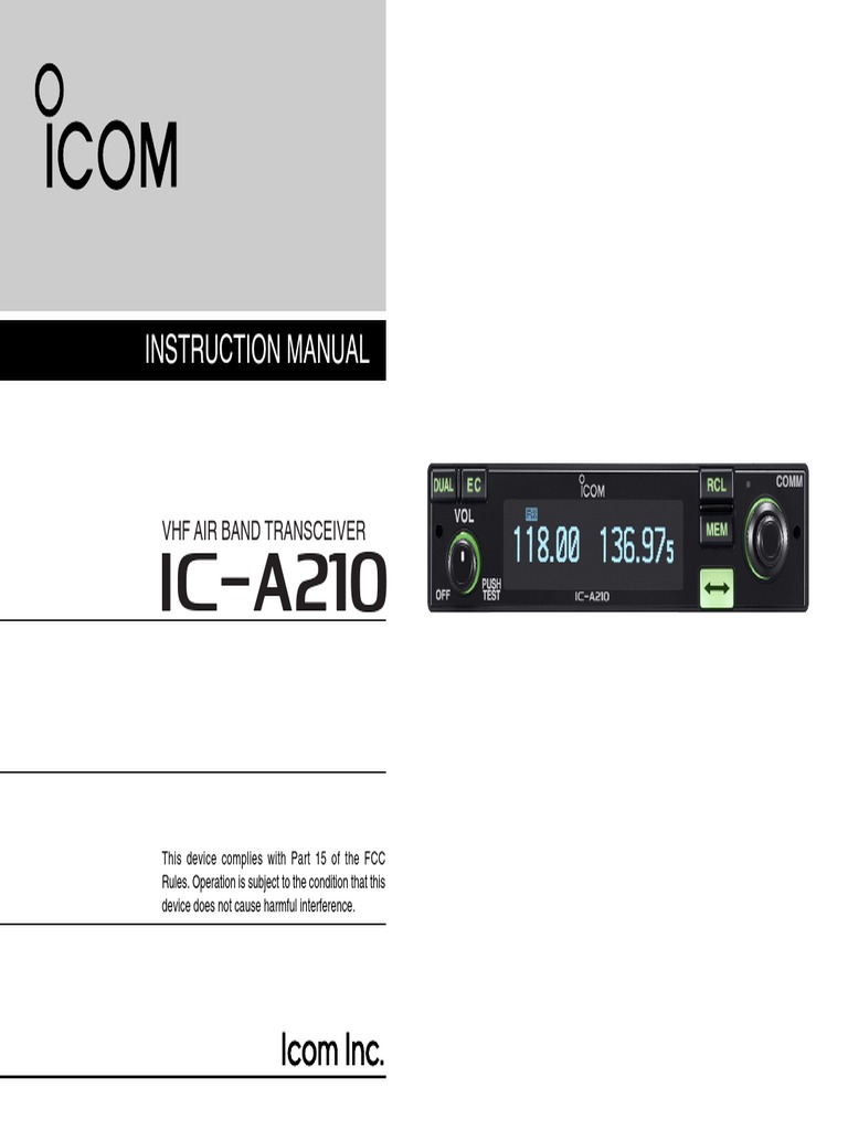 Airband - IC-A210 Instruction Manual | PDF | Microphone | Headphones