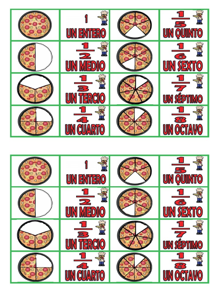 Memorama Fracciones Pdf