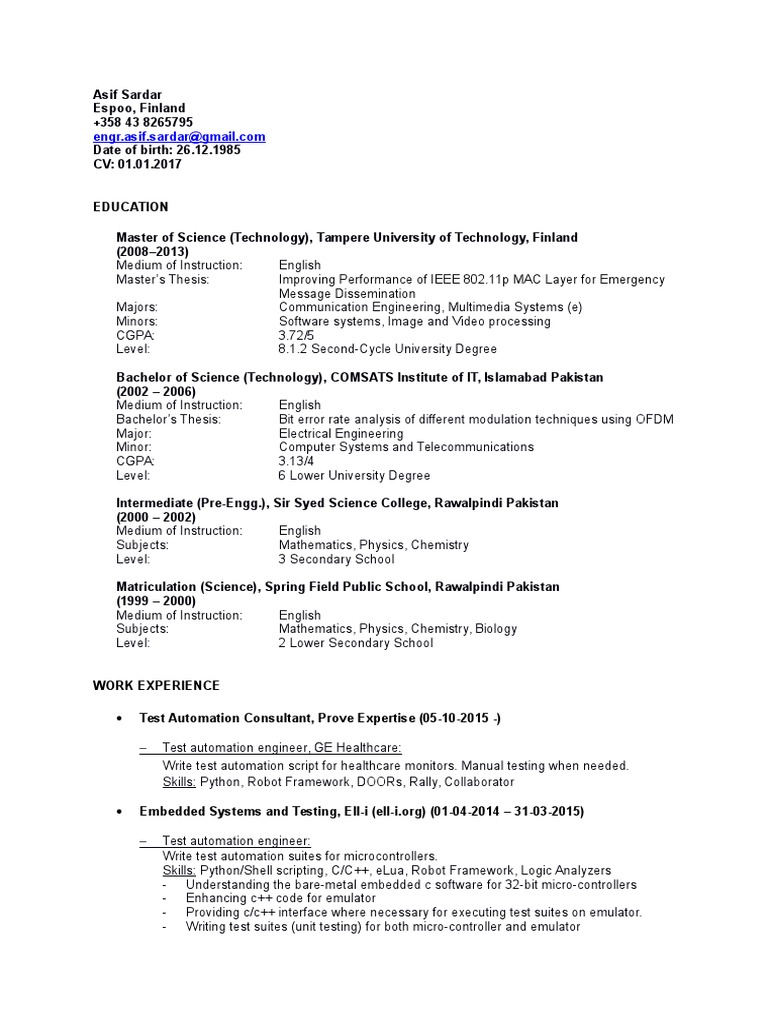 Asif Sardar CV 2017 | PDF | Hardware Description Language | Electronic Circuits
