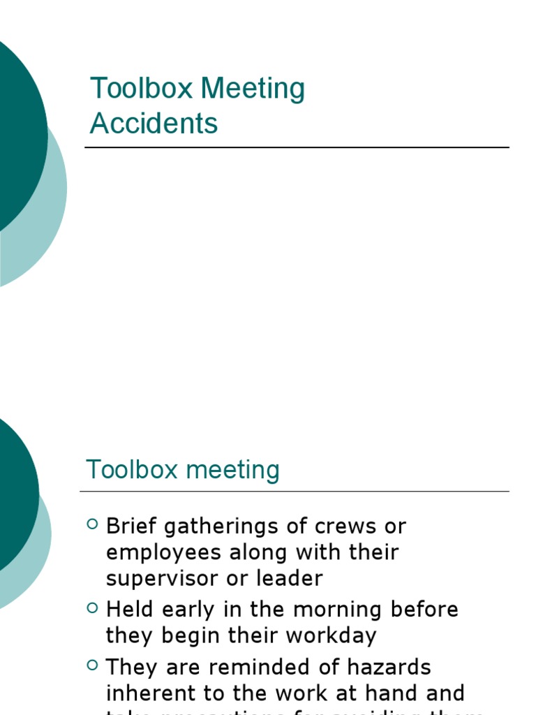 Accidents Toolbox | PDF | First Aid | Safety