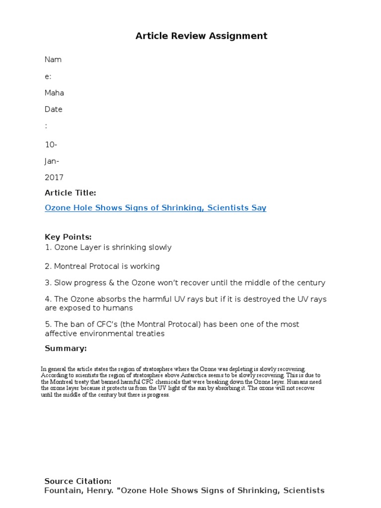 Article Review Assignment | PDF