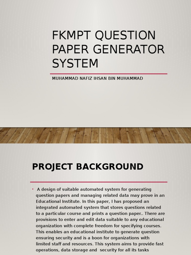 Automatic Question Paper Generator System | PDF | Information Management | Information Technology