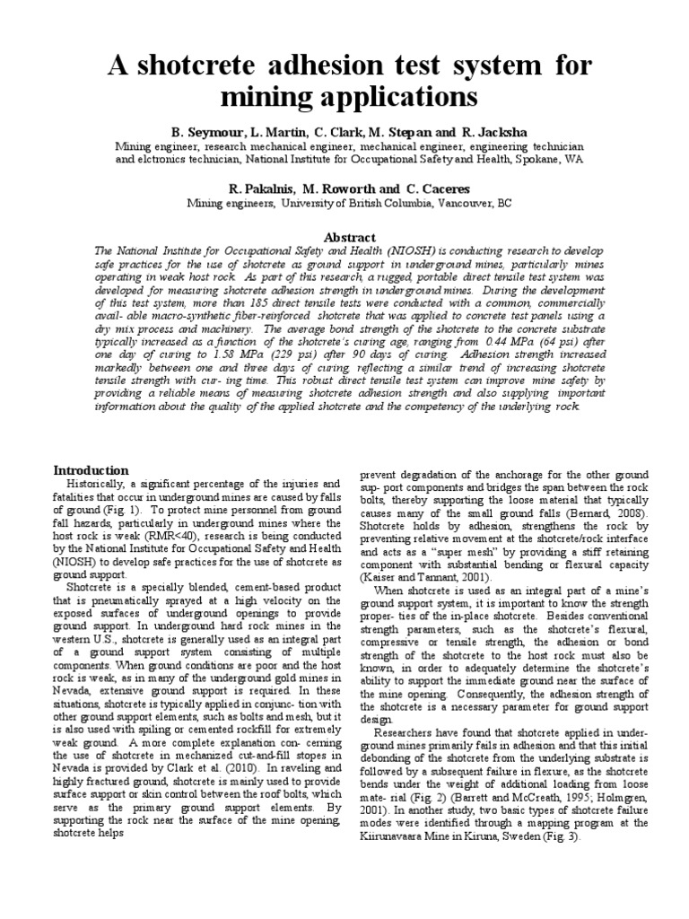 A Shotcrete Adhesion Test System For Mining Applications | Download ...