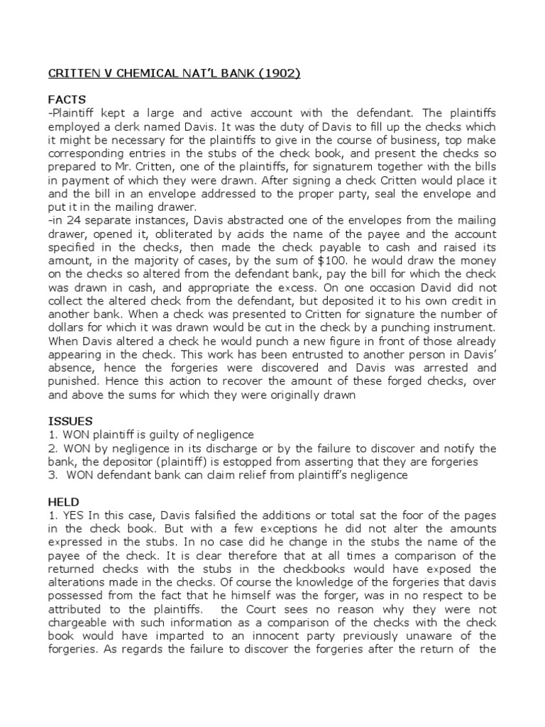 Bank Negligence in Forged Checks Case | PDF | Cheque | Negligence