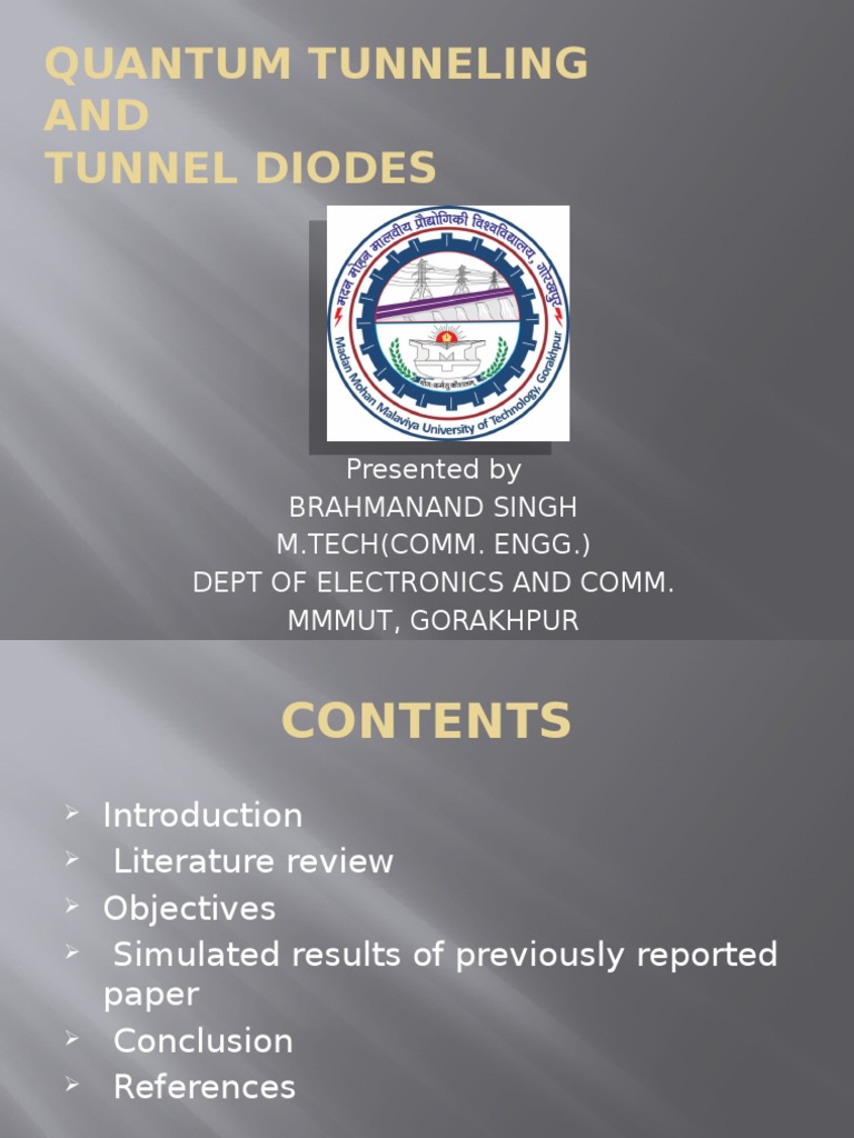 Quantum Tunneling and the Functioning of Tunnel Diodes: An Explanation ...