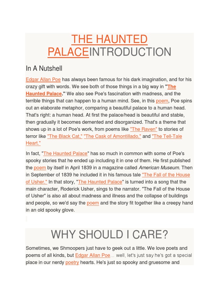 Edgar Allan Poe's The Haunted Palace | PDF | Stress (Linguistics ...