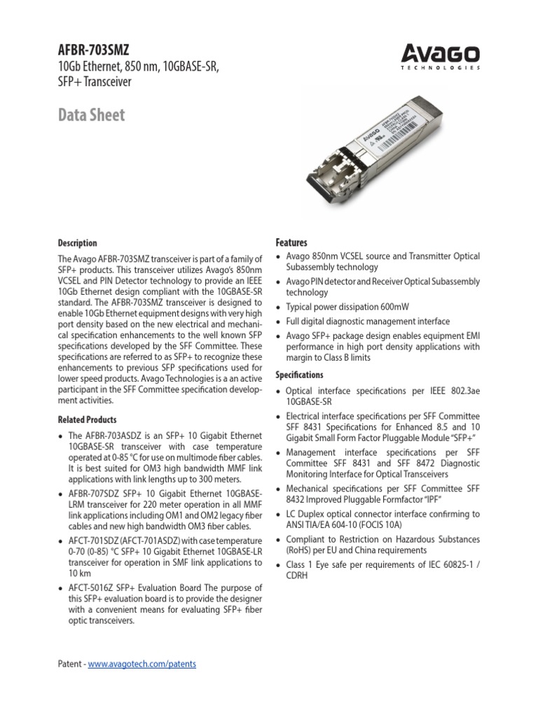 AV02 2565EN DS AFBR 703SMZ - 28jan20130 | PDF | Electronics ...