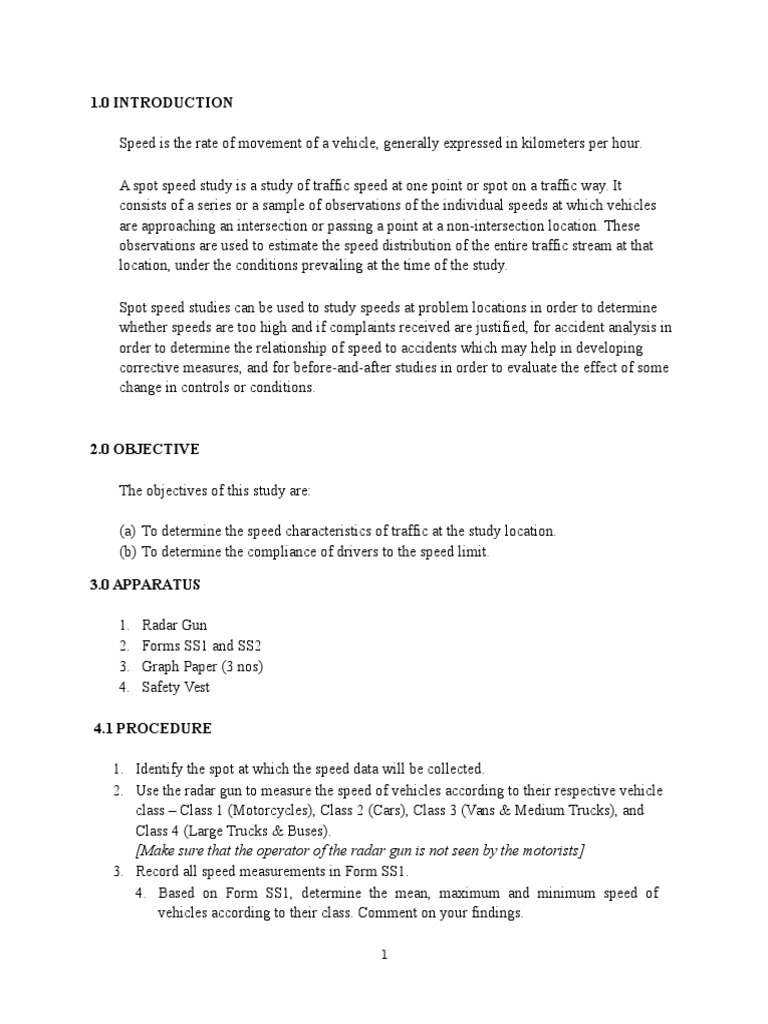 Report Spot Speed | PDF | Traffic | Data Analysis