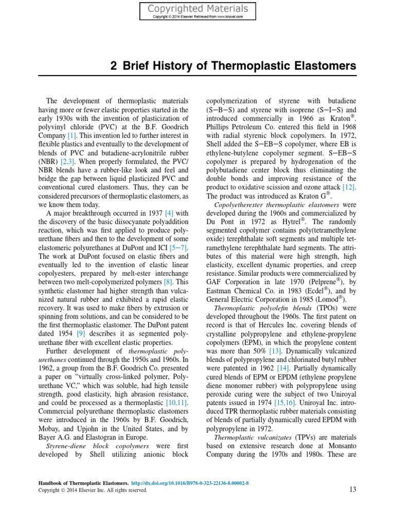 Brief History of Thermoplastic Elastomers | PDF | Elastomer | Copolymer