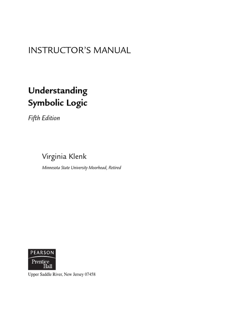 Instructor'S Manual: Understanding Symbolic Logic | PDF