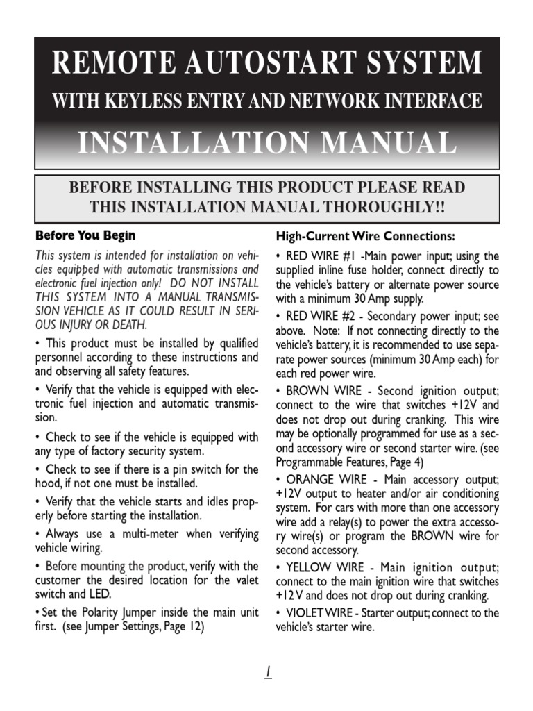 Remote Autostart System: Installation Manual | Download Free PDF ...