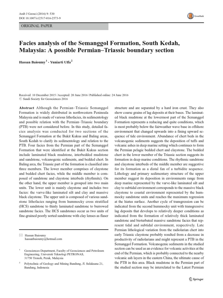 Facies Analysis of Semanggol Formation | PDF | Sedimentary Rock | Sandstone