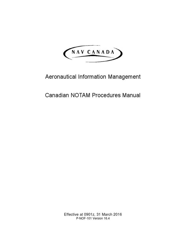 Canadian NOTAM Procedures Manual | PDF | Aviation Safety | Aeronautics