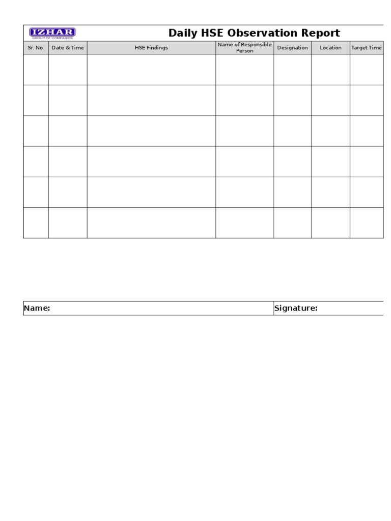 Daily HSE Observation | PDF