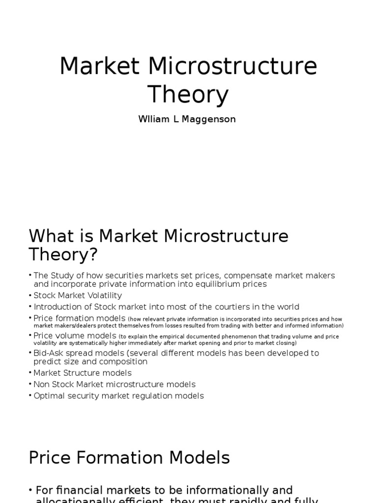 Market Microstructure Theory | PDF