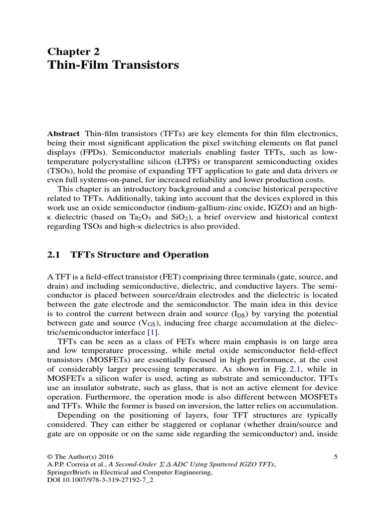 Thin Film Transistors | PDF | Field Effect Transistor | Mosfet